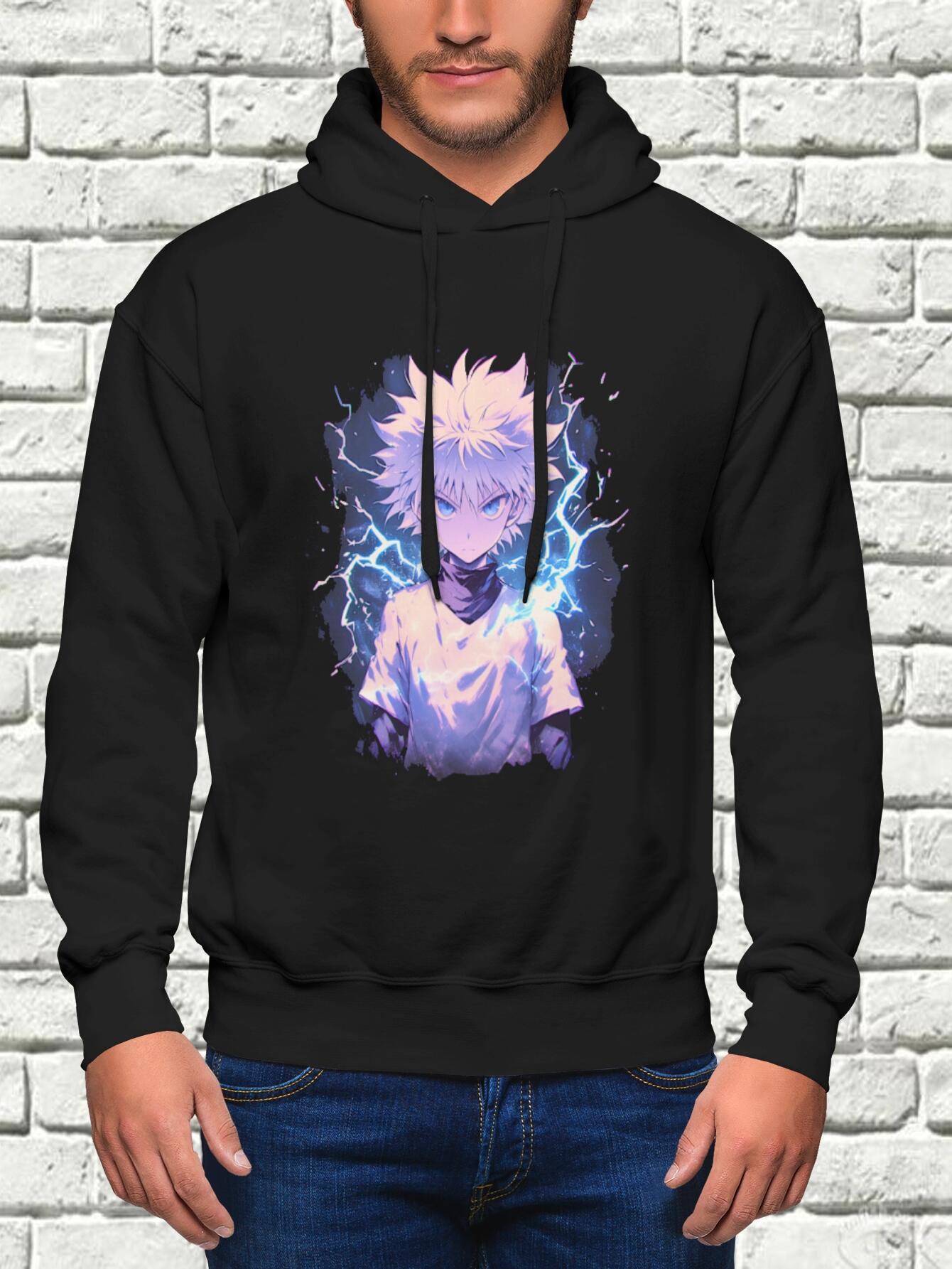 Anime Hoodie Men Casual Sports Style Cotton - Temu