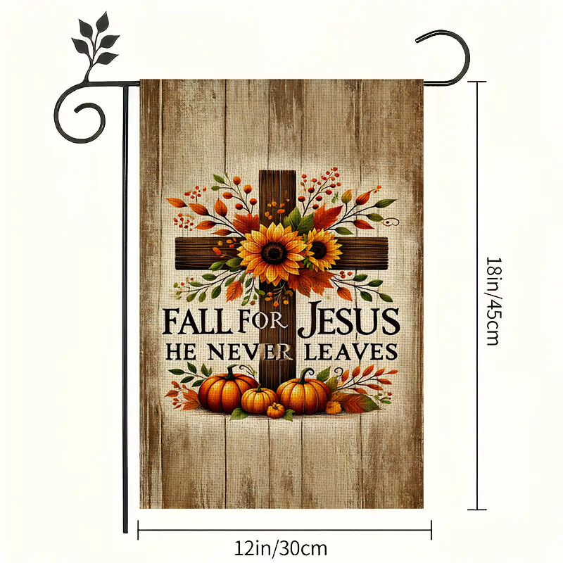 Autumn Garden Flag Double sided Linen Yard Banner Pumpkin - Temu