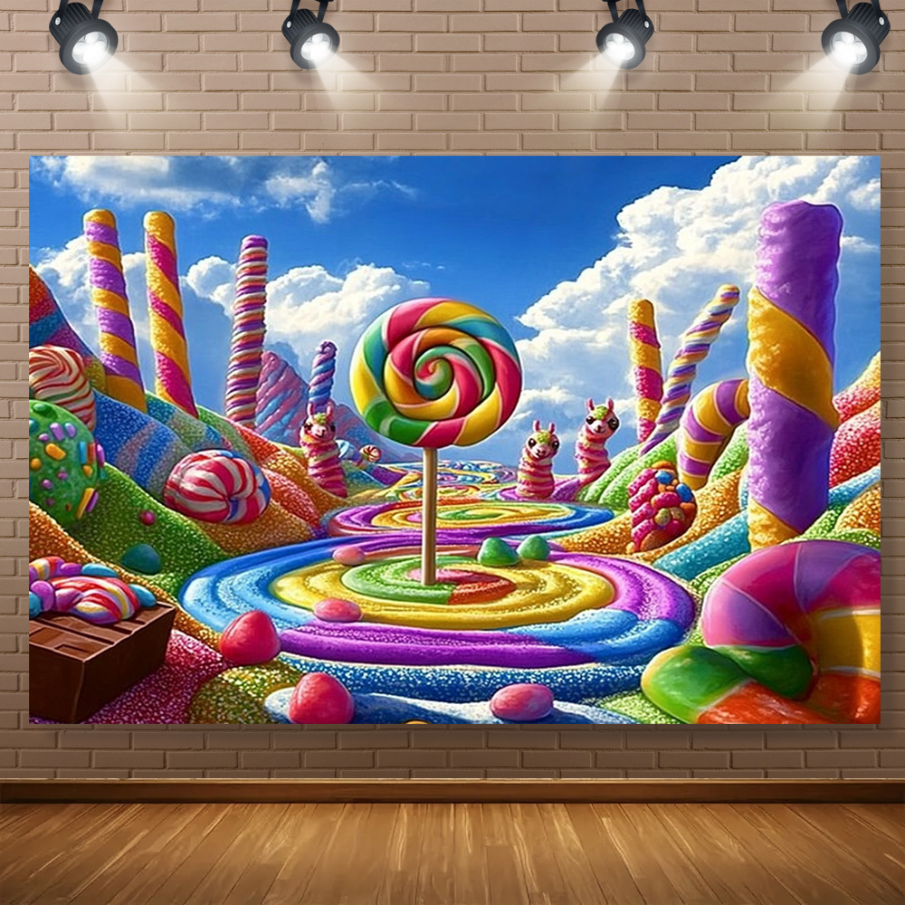Candyland Theme Party Backdrop Woven Polyester Fabric Wall - Temu