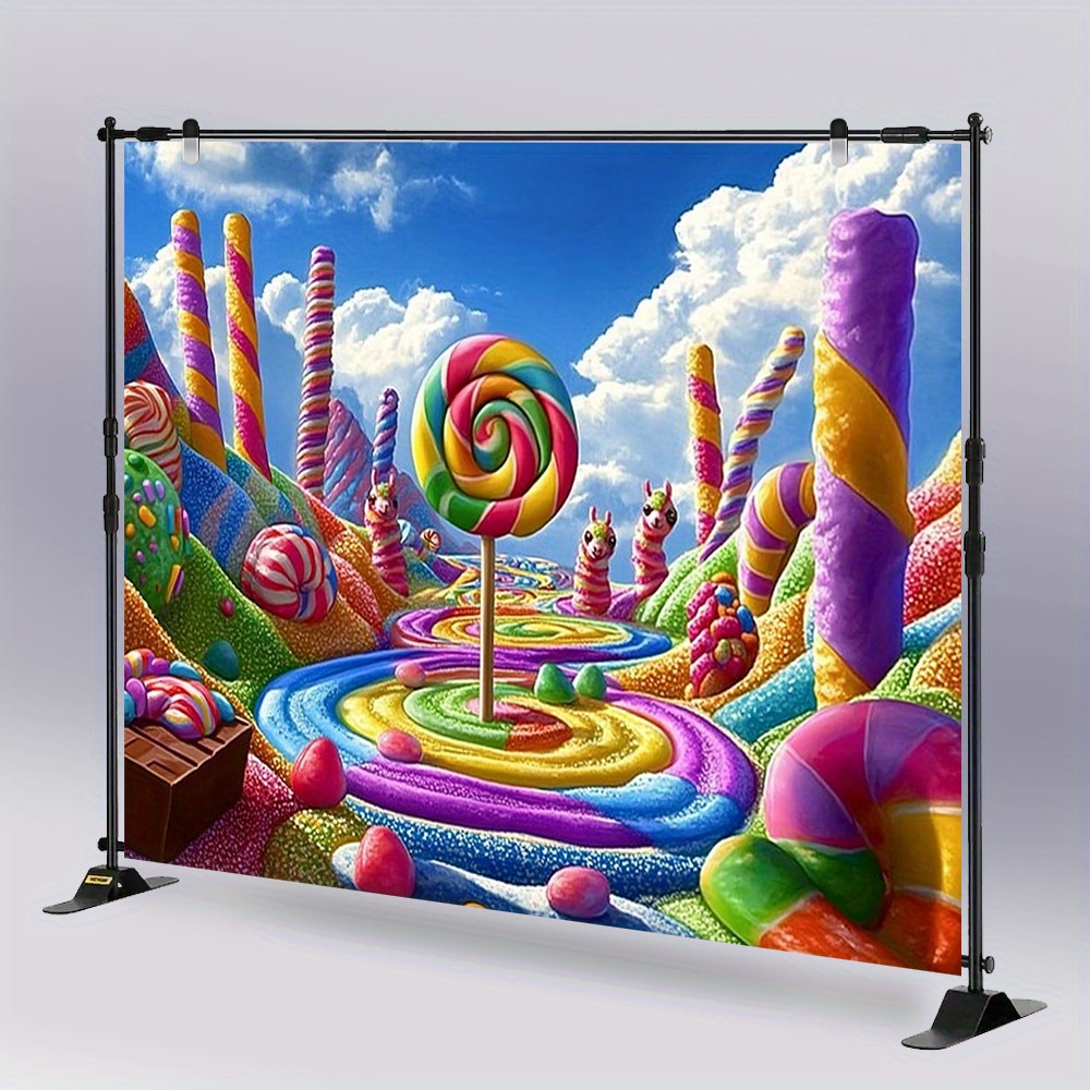Candyland Theme Party Backdrop Woven Polyester Fabric Wall - Temu