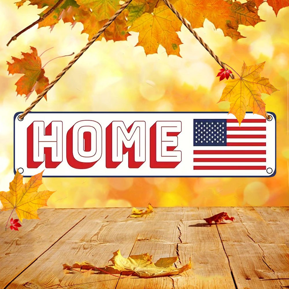Vintage American Flag "home" Decorative Wall Hanging Sign - Temu