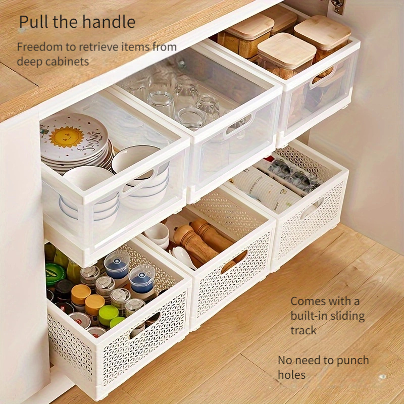 Polypropylene Pull Storage Baskets Kitchen Cabinet Bedroom - Temu Canada