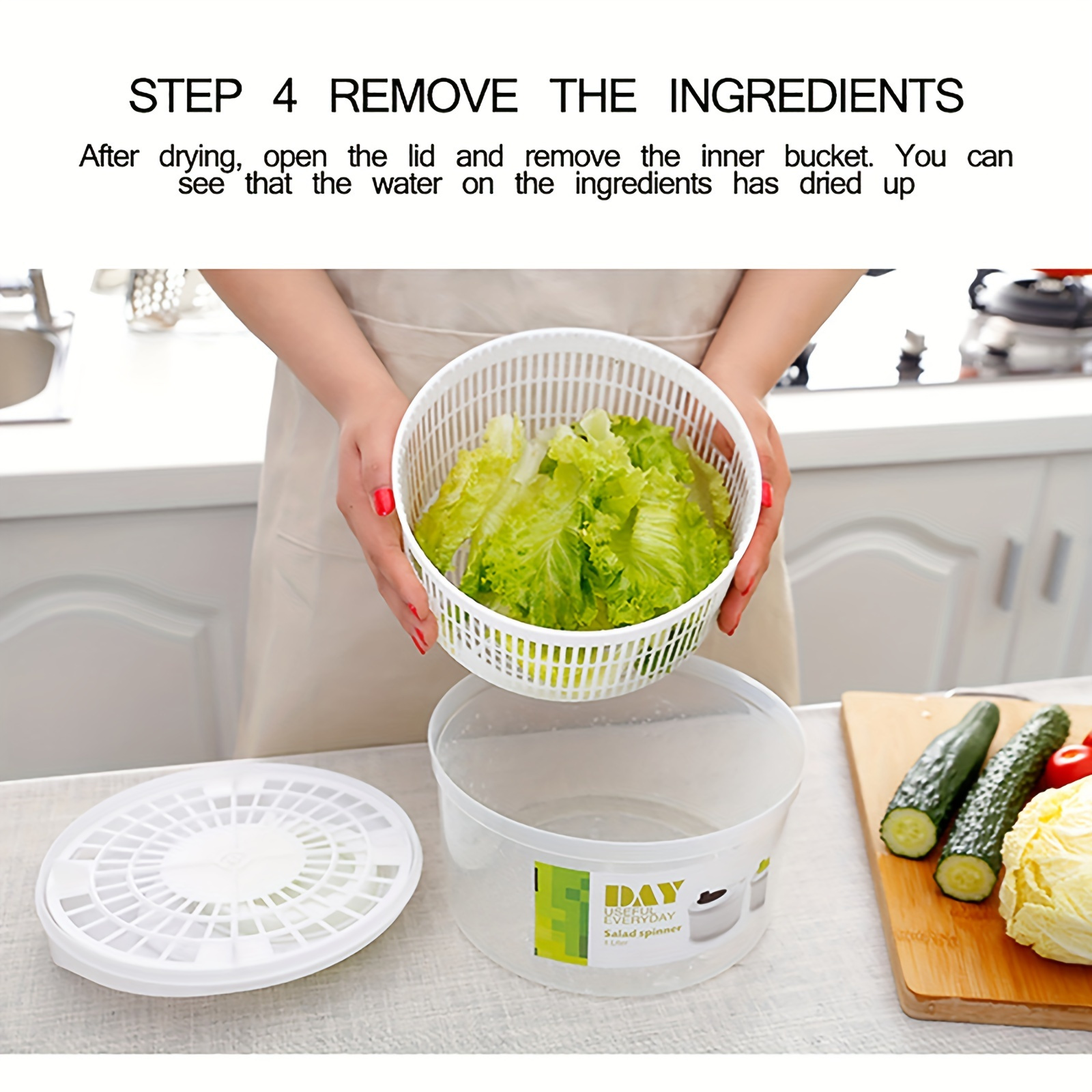 Versatile Salad Spinner Vegetable Dryer Space saving Manual - Temu Japan