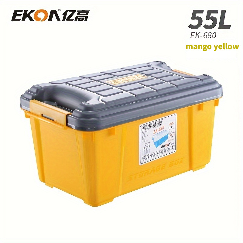 1pc Heavy-duty Armored Plastic Storage Box, Stackable Tool Organizer ...