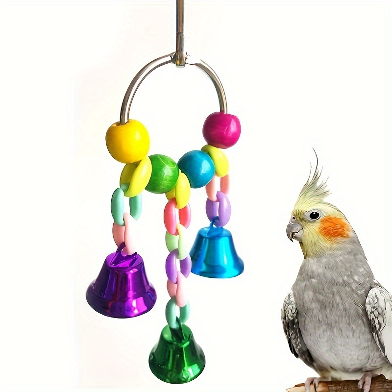 Colorful Parrot Toy Plastic Beads Bells Interactive Bird - Temu Australia