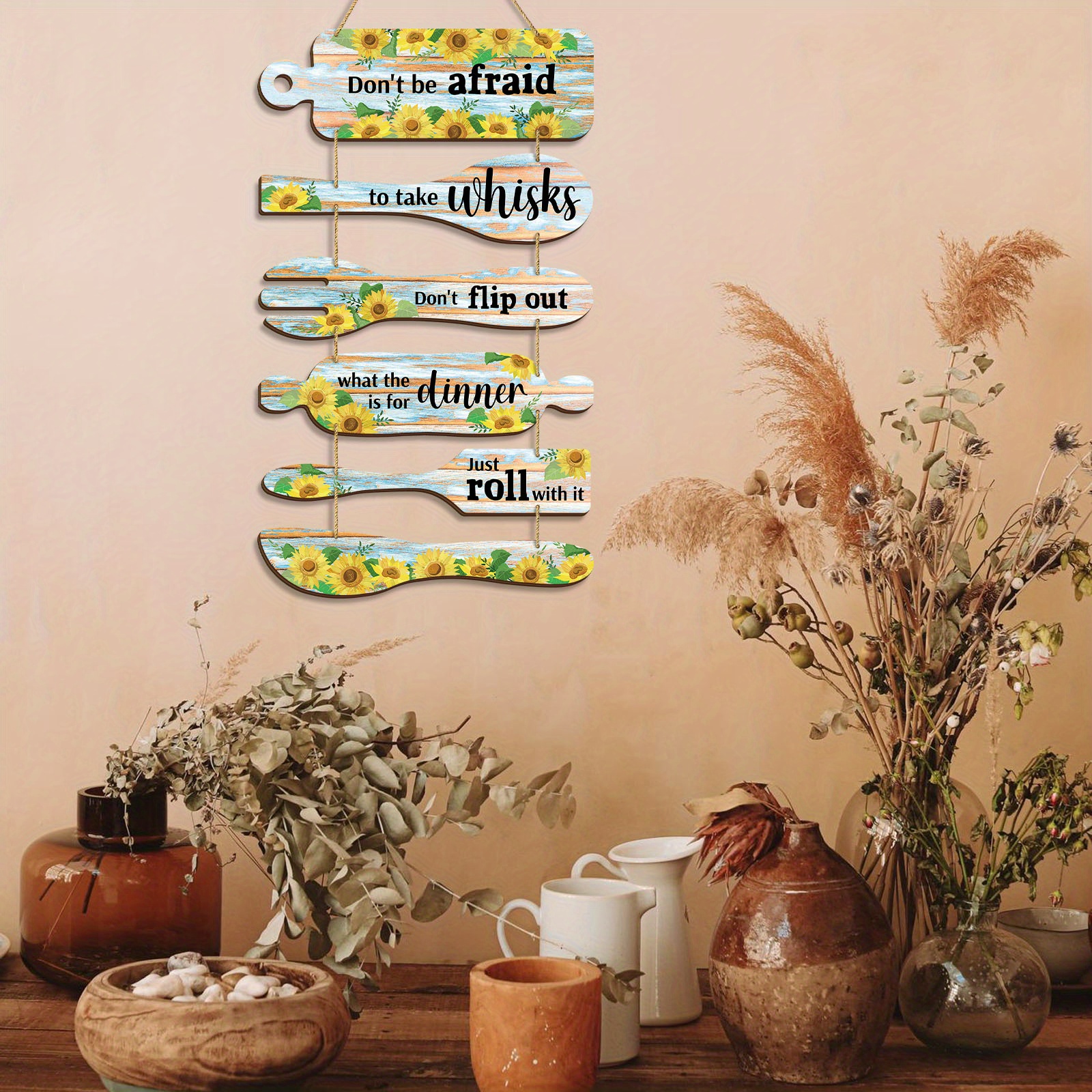Sunflower Kitchen Wall Decor Signs Set Rustic Farmhouse - Temu