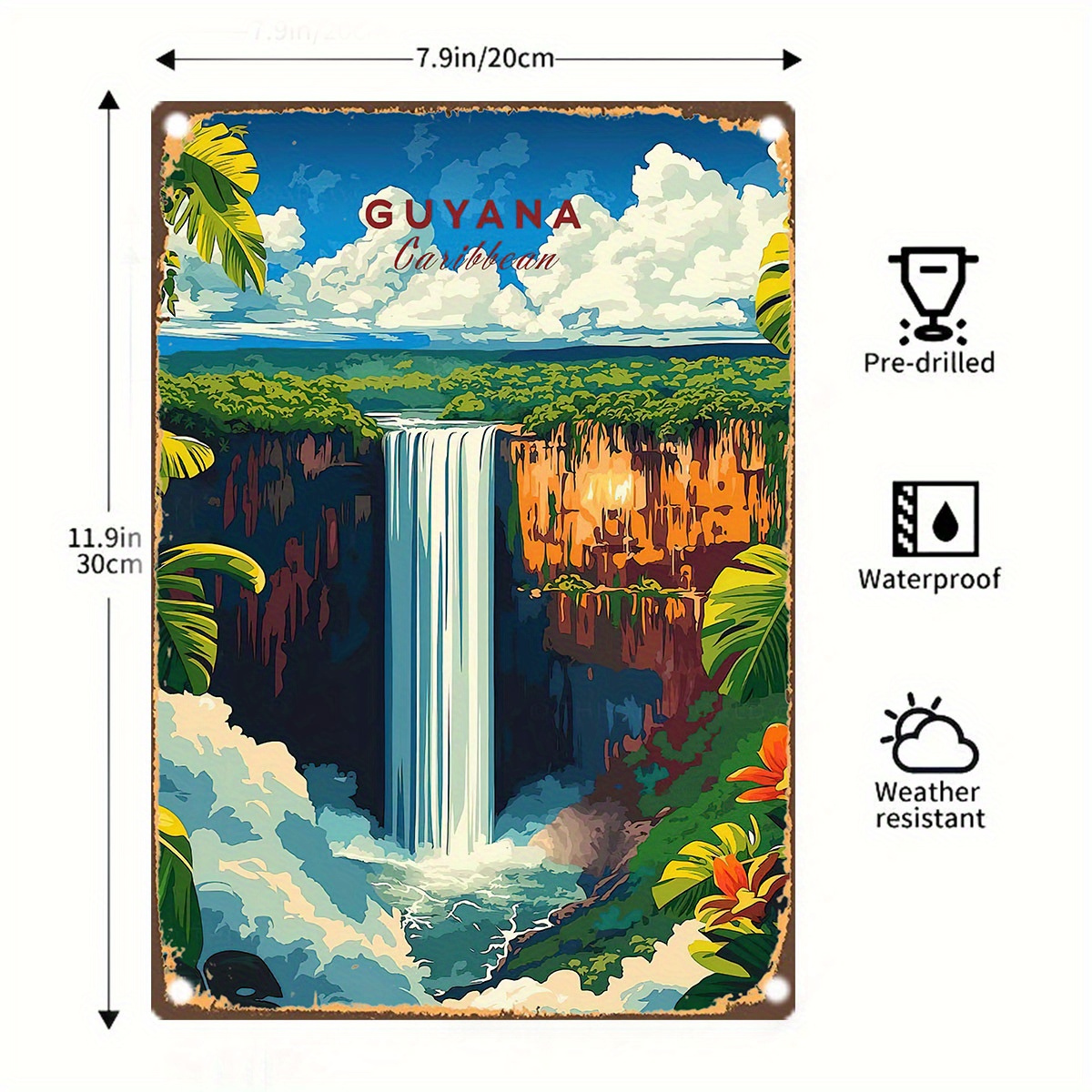 Vintage Tin Sign: Guyana Pre drilled Waterproof - Temu Australia