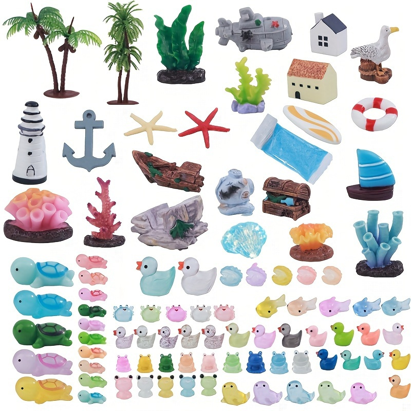 100-piece Miniature Marine Animal Figurine Set - Hand-painted Resin ...