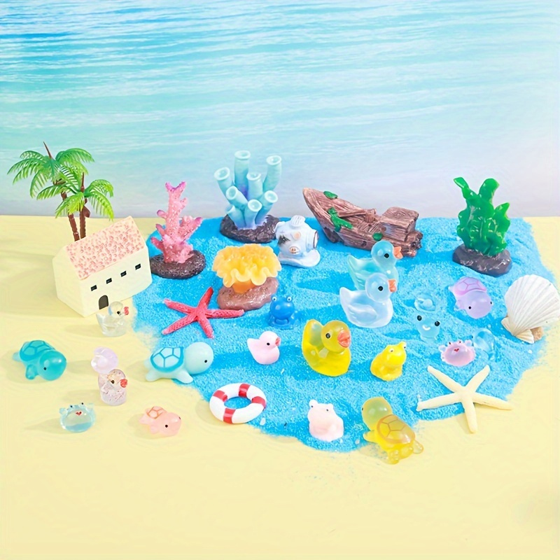 100-piece Miniature Marine Animal Figurine Set - Hand-painted Resin ...