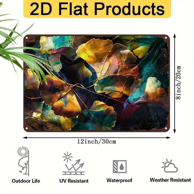 1pc 잎무늬 알루미늄 벽 장식 2032x3048cm 날씨 방지 금속 표지판 자외선 보호 카페 주방 클럽 바에