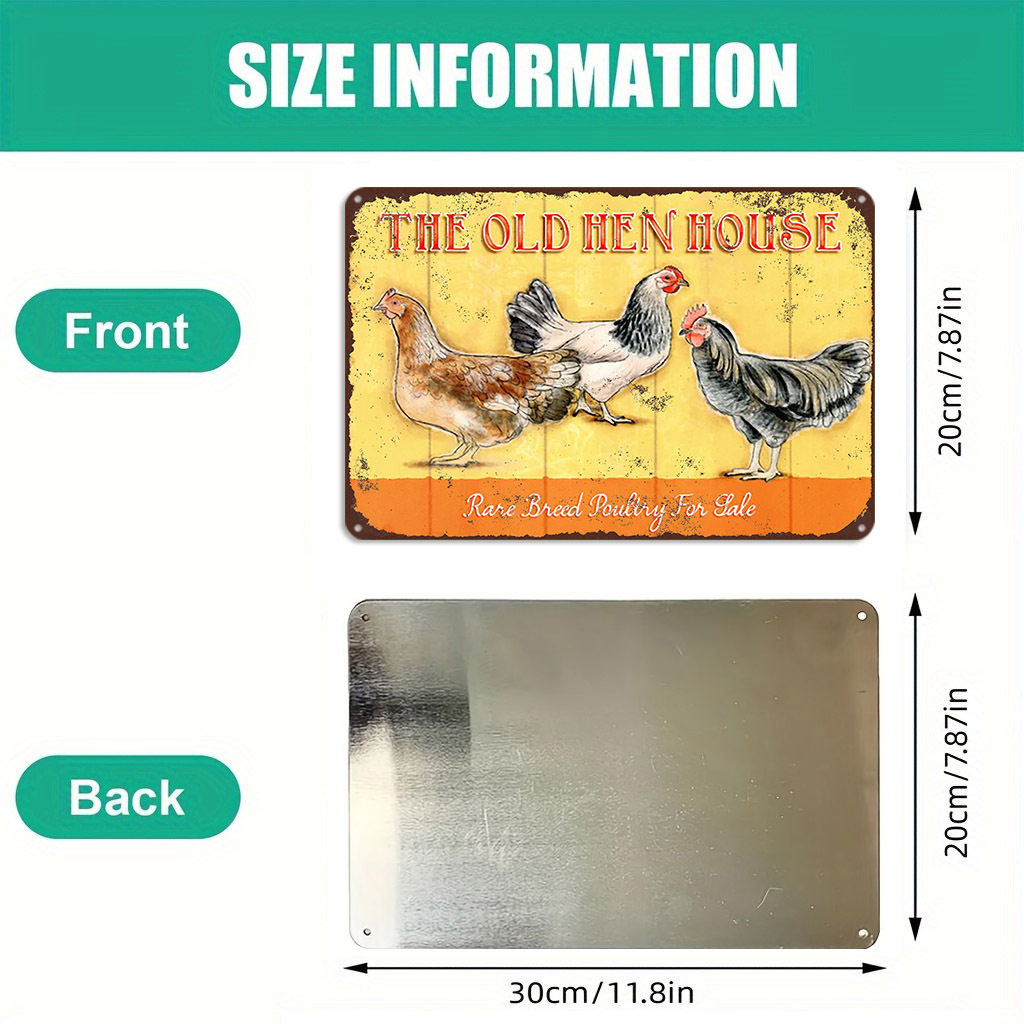 Placa Metálica Vintage De Galinheiro - Arte De Parede Em Alumínio À ...