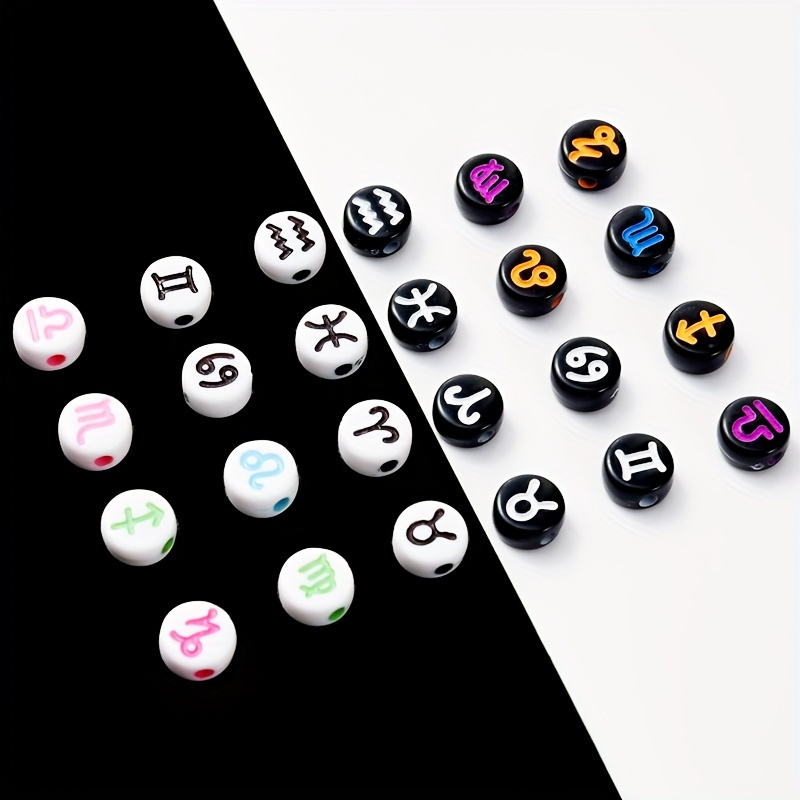 100개 조디악 사인 비즈 4x7mm 아크릴 Diy 주얼리 만들기용 다양한 색상 목걸이 팔찌 귀걸이 폰 참 Temu