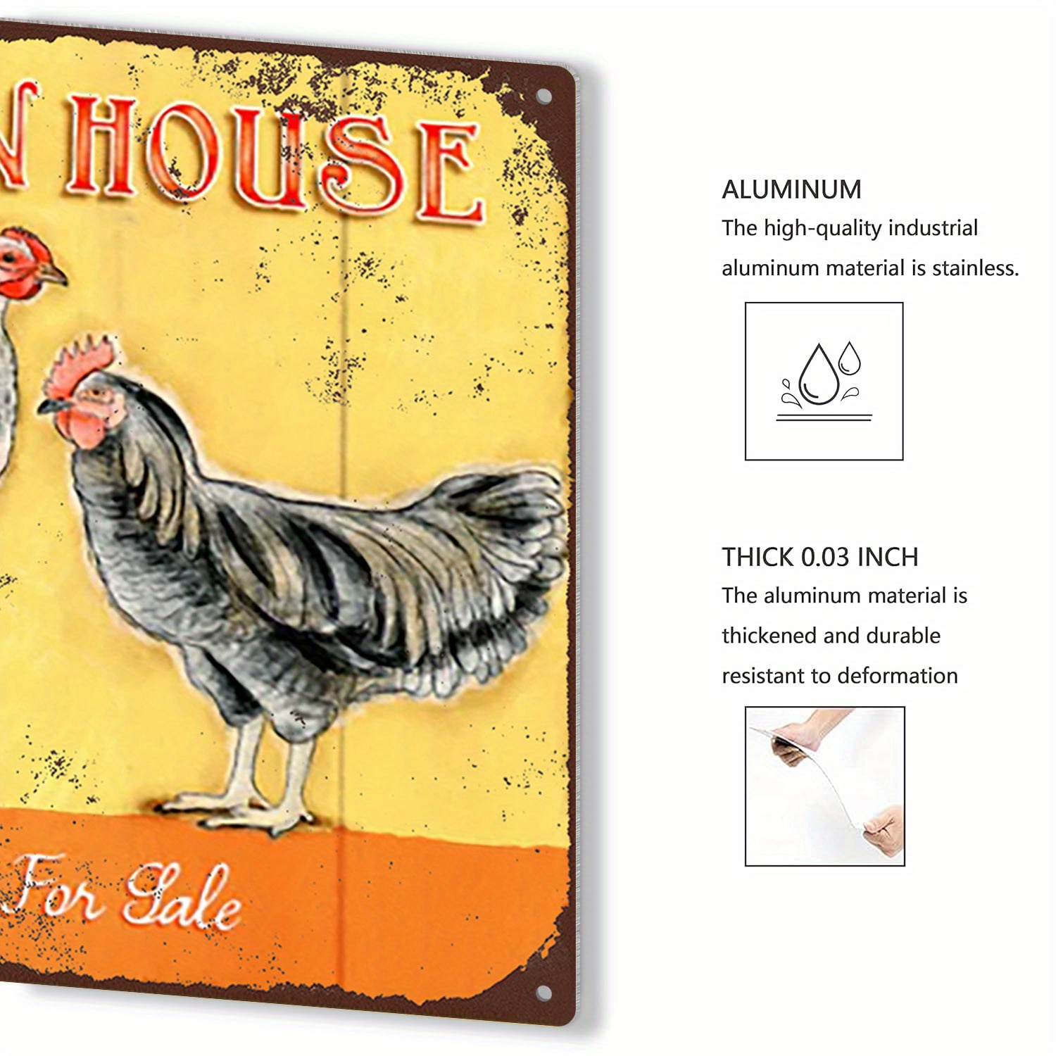 Placa Metálica Vintage De Galinheiro - Arte De Parede Em Alumínio À ...