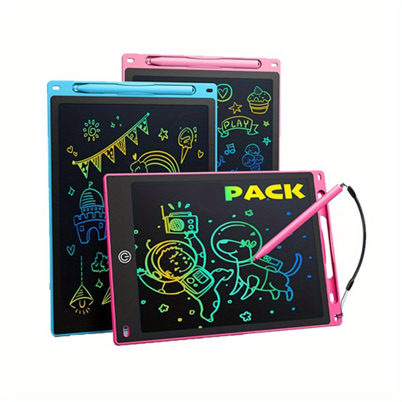 Lcd Drawing Tablet Kids Colorful Cartoon Graffiti - Temu