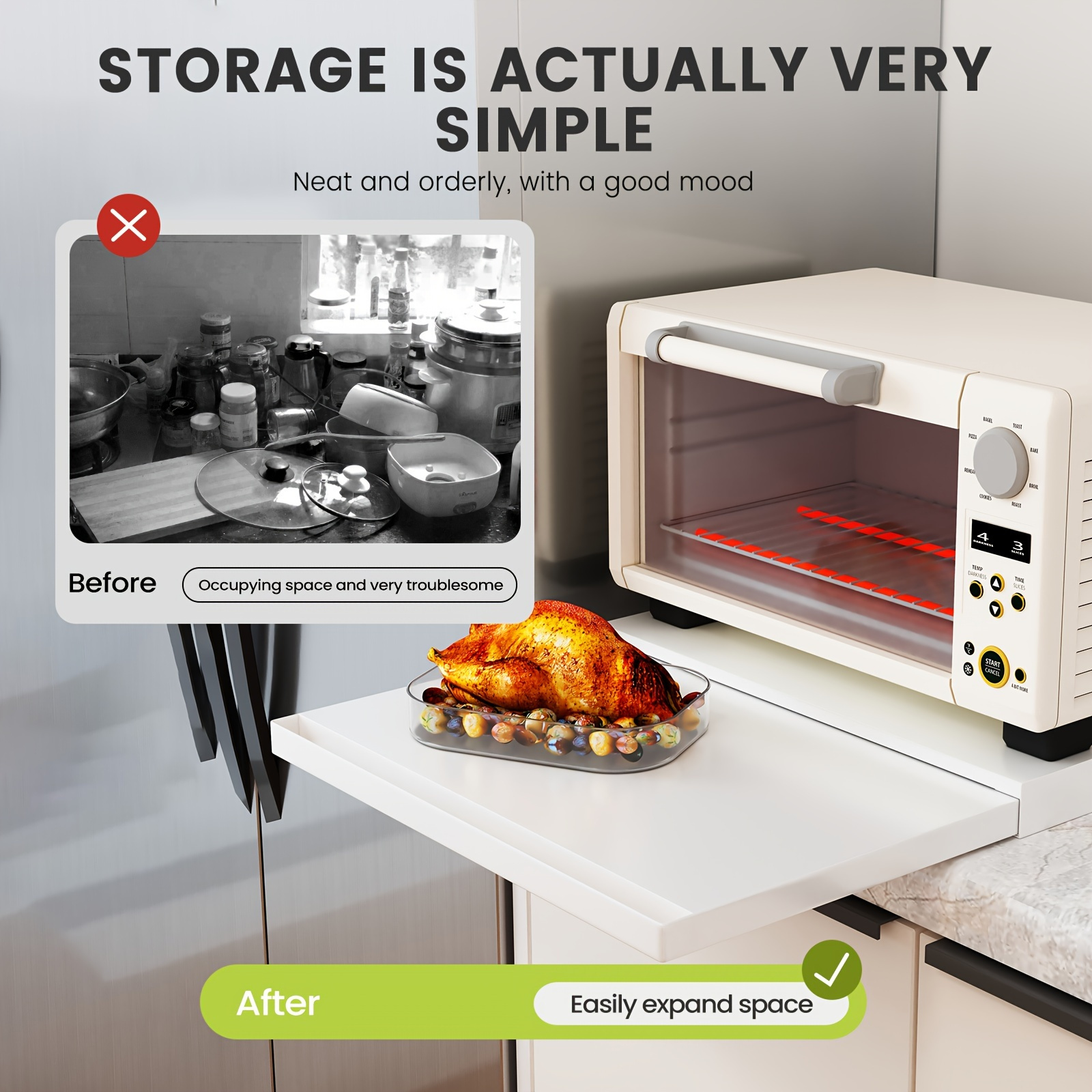 Multipurpose Kitchen Microwave Oven Rack Pull Storage Drawer - Temu New ...