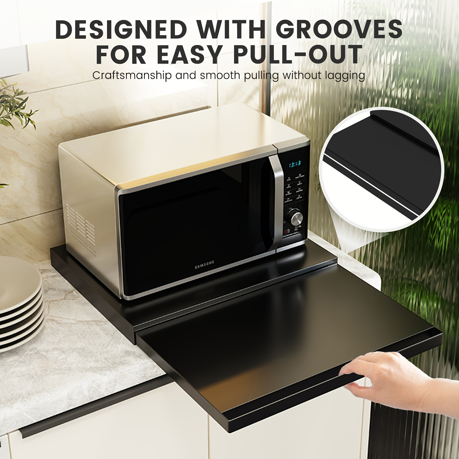 Multipurpose Kitchen Microwave Oven Rack Pull Storage Drawer - Temu United