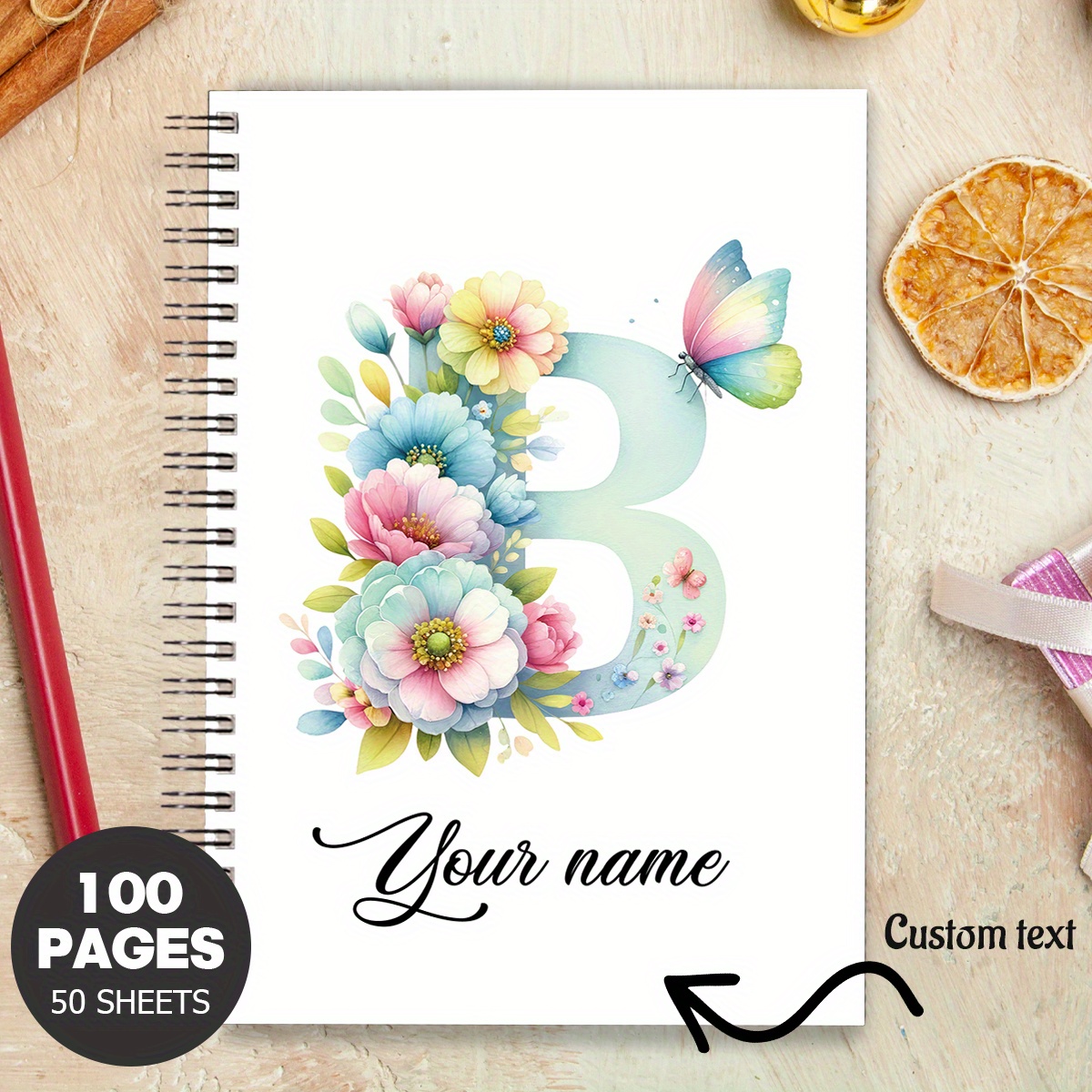 personalized notebooks sold on Temu Canada