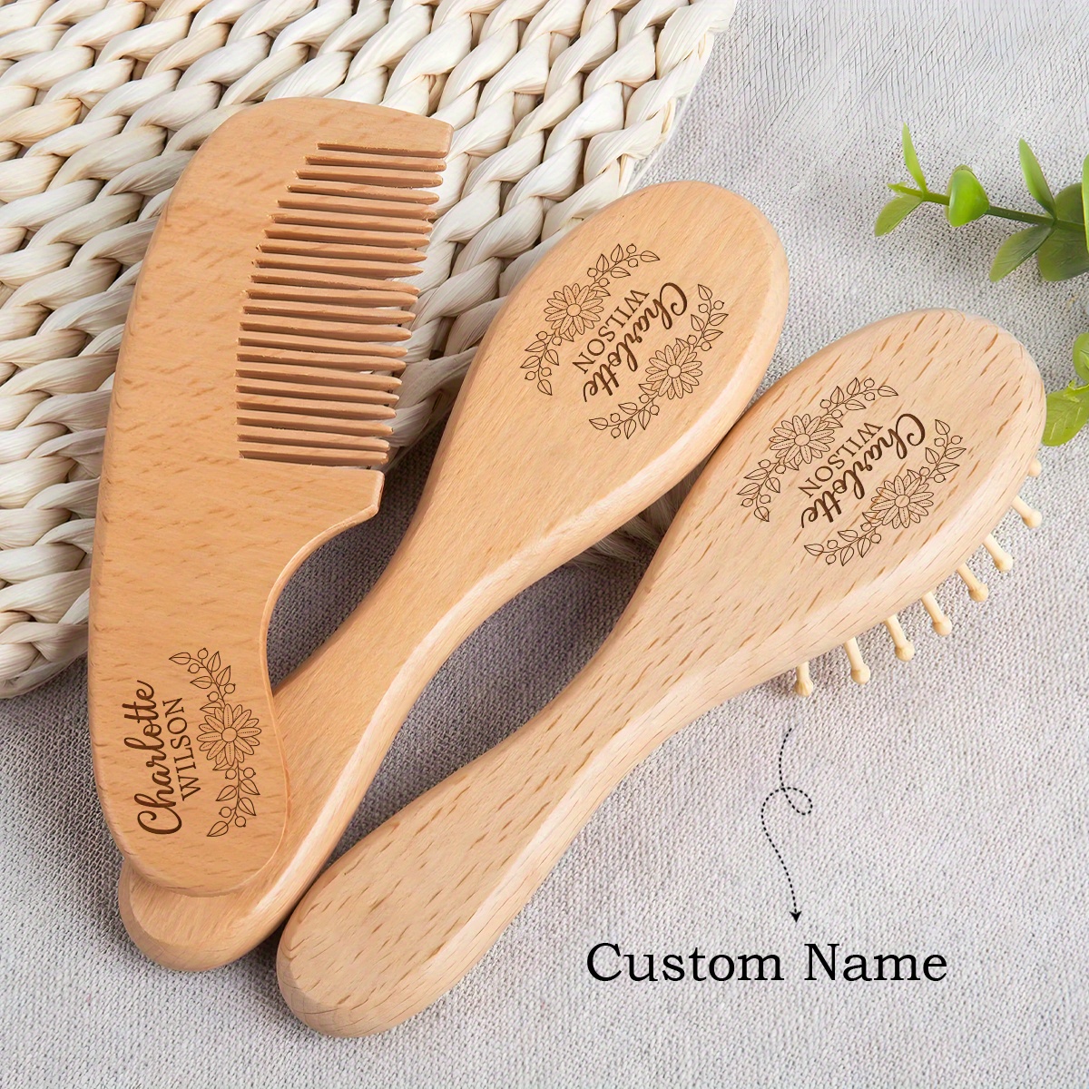 personalized hair brush sold on Temu United States