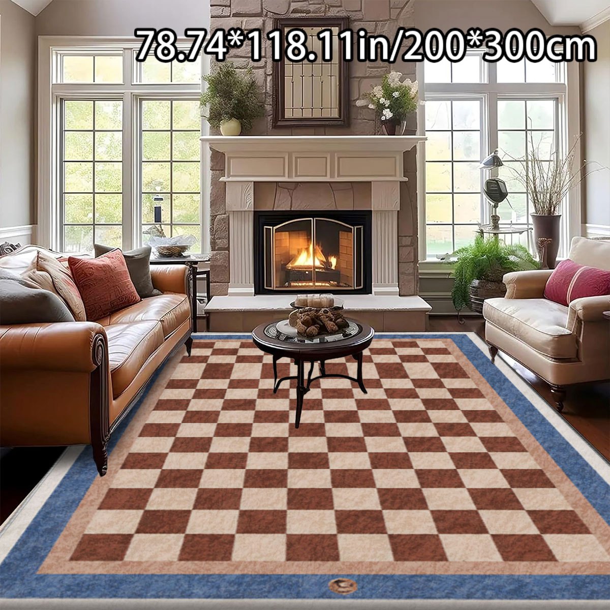 checkerboard area rug sold on Temu Australia