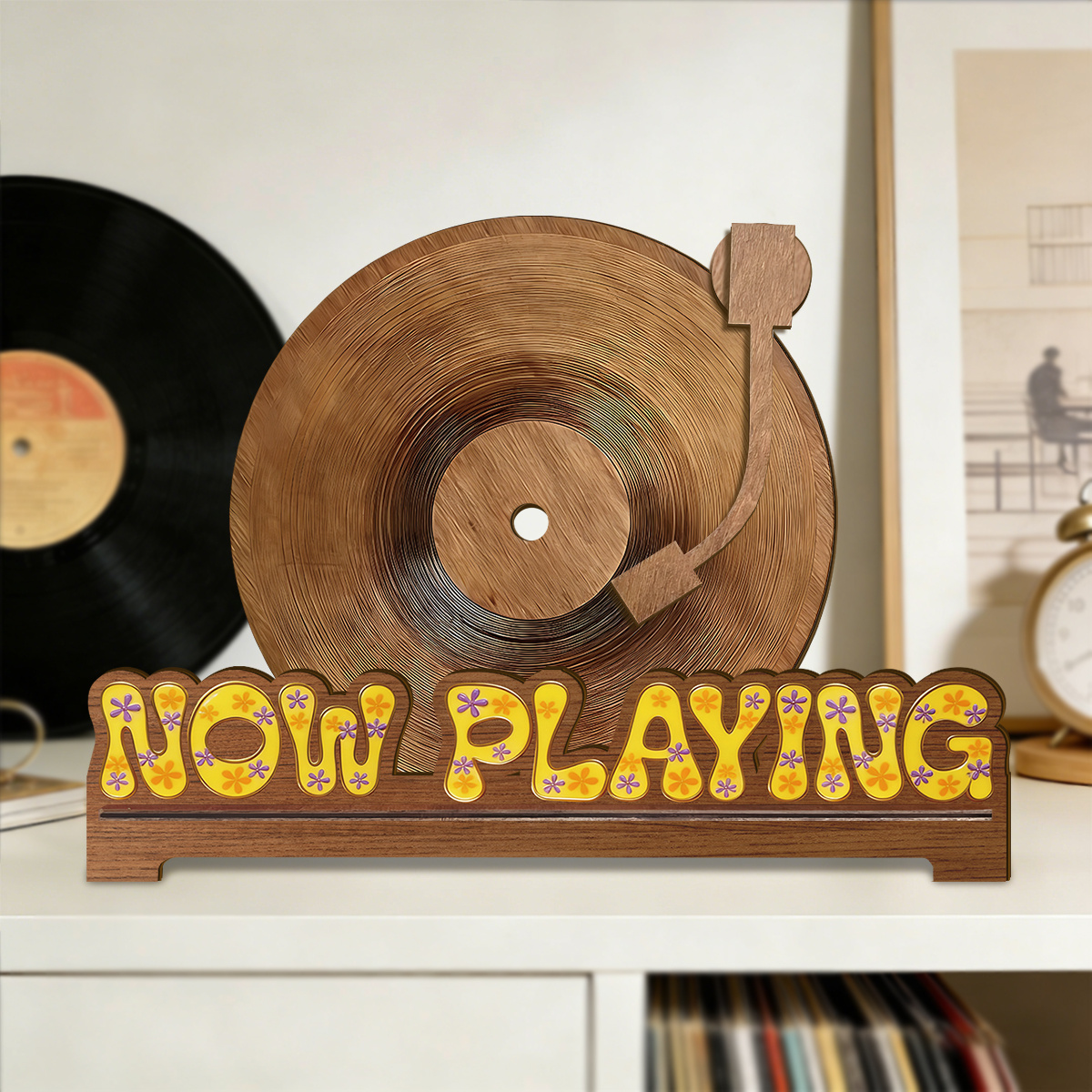 now playing vinyl stand sold on Temu United States