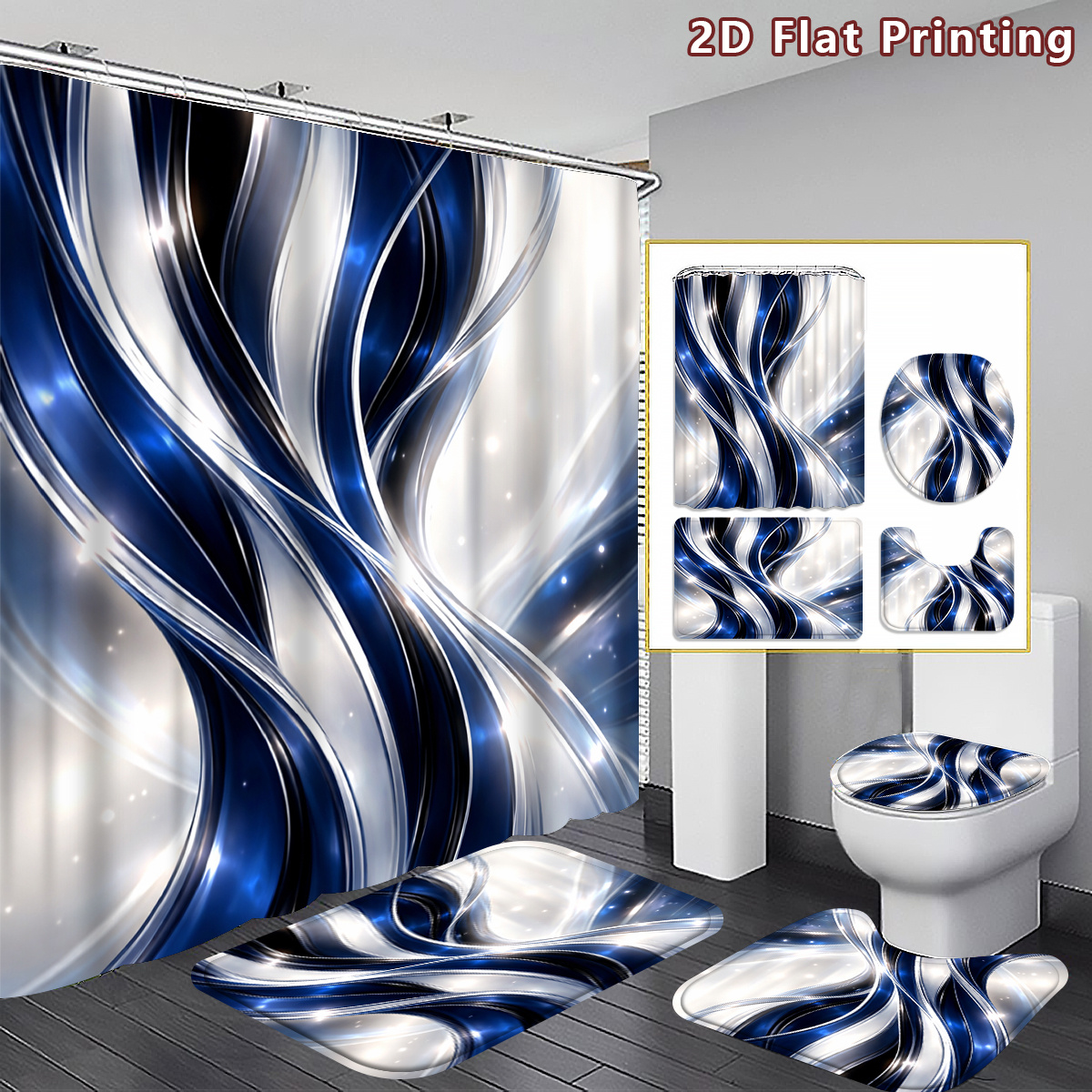 bathroom shower curtain set sold on Temu United States