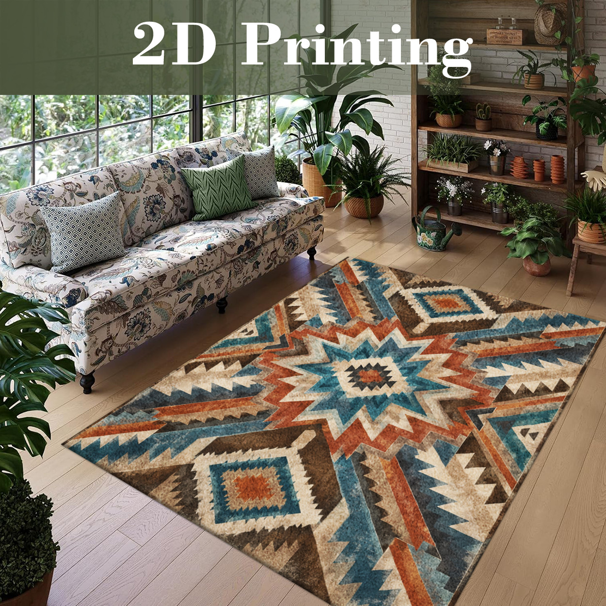 geometric blue rugs sold on Temu United States