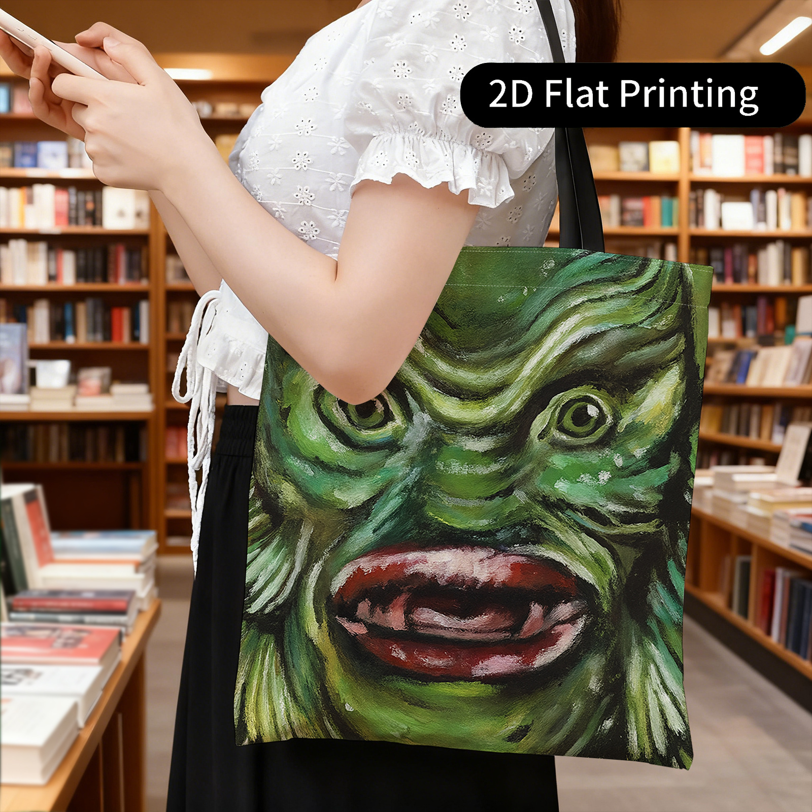horror tote bag sold on Temu United States