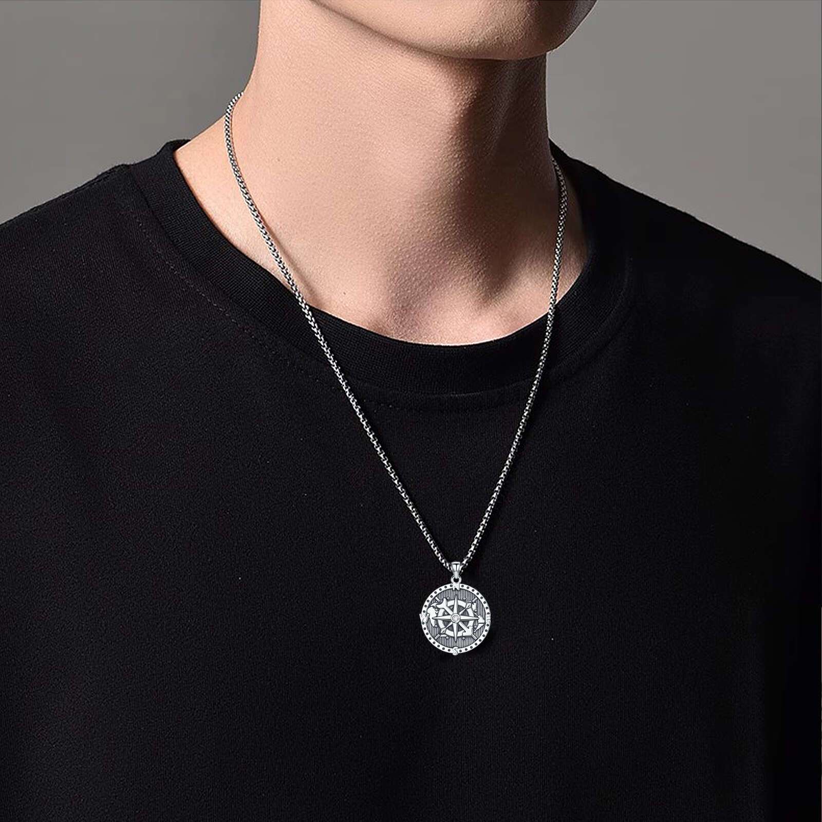 Compass Necklace 925 Sterling Silver Nautical Pendant - Temu