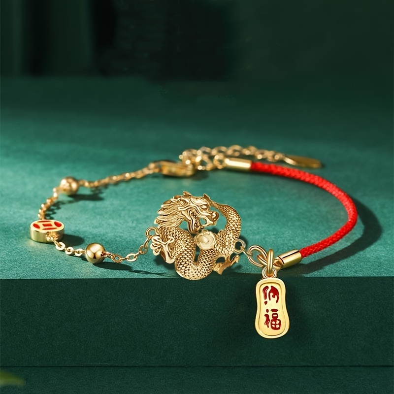 Lucky Dragon Red Rope Bracelet Chinese New Year Handmade - Temu Denmark