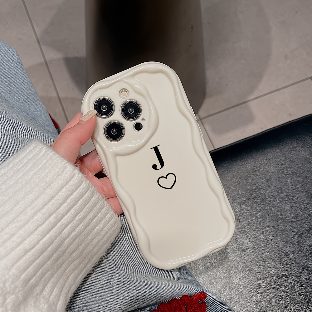 Phone Case Letter J Printed Cream Edge Phone Case Camera - Temu United ...