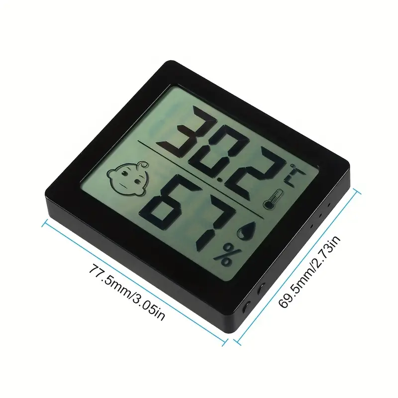 1pc 섭씨화씨 전환 가능 실내 및 실외 전환 가능한 습도 및 온도 측정기 포함 실내 온도계 편안함 알림 Temu