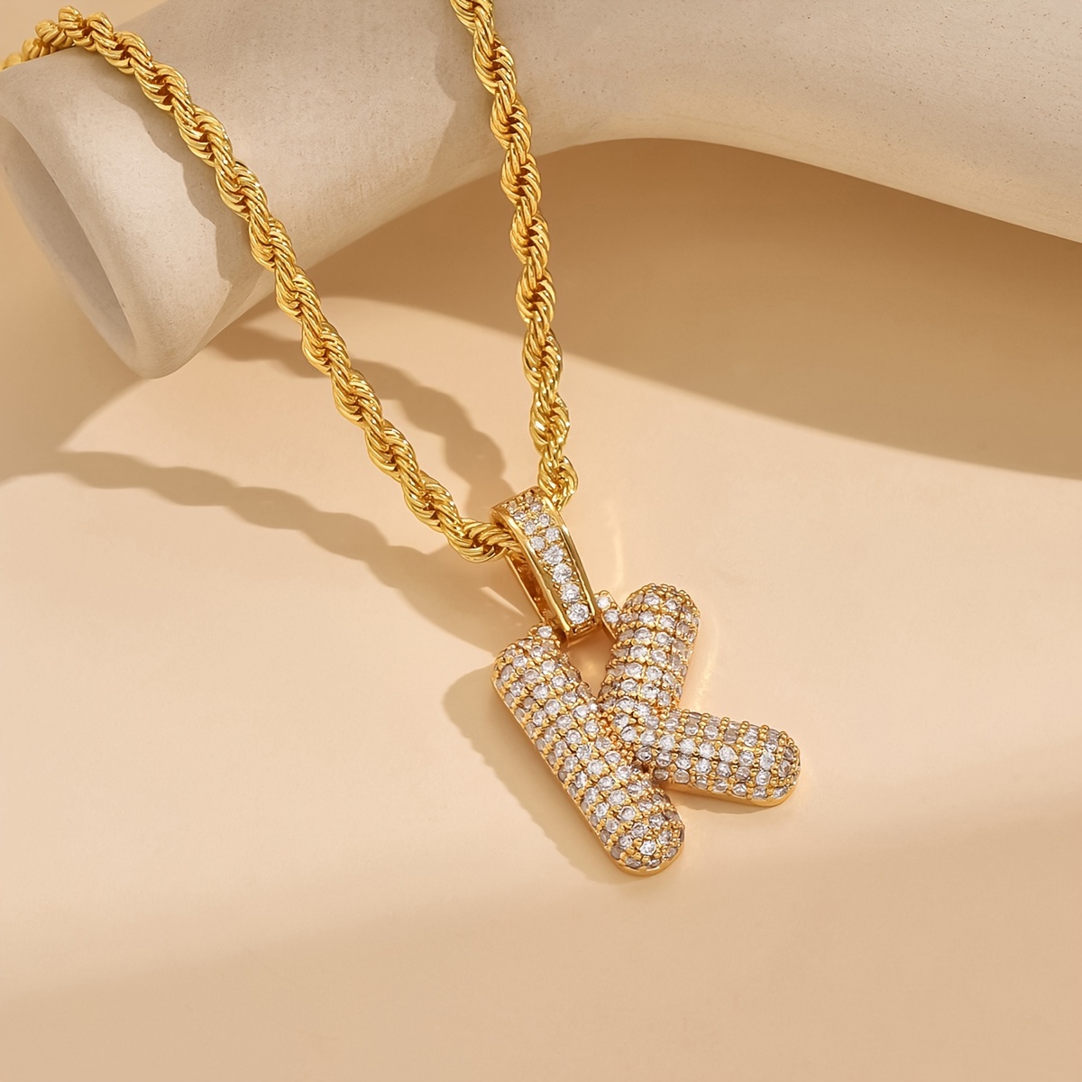 18k Gold Plated English Letter Full Zircon Luxury Chain - Temu United ...