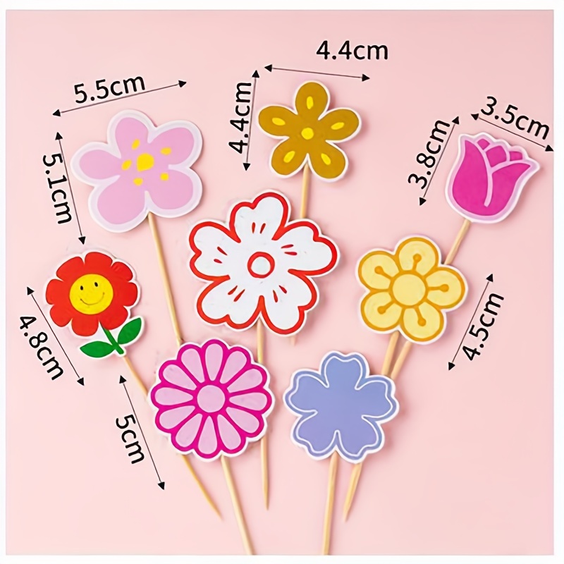 Flowers Cake Decorations Beautiful Cupcake Toppers For - Temu