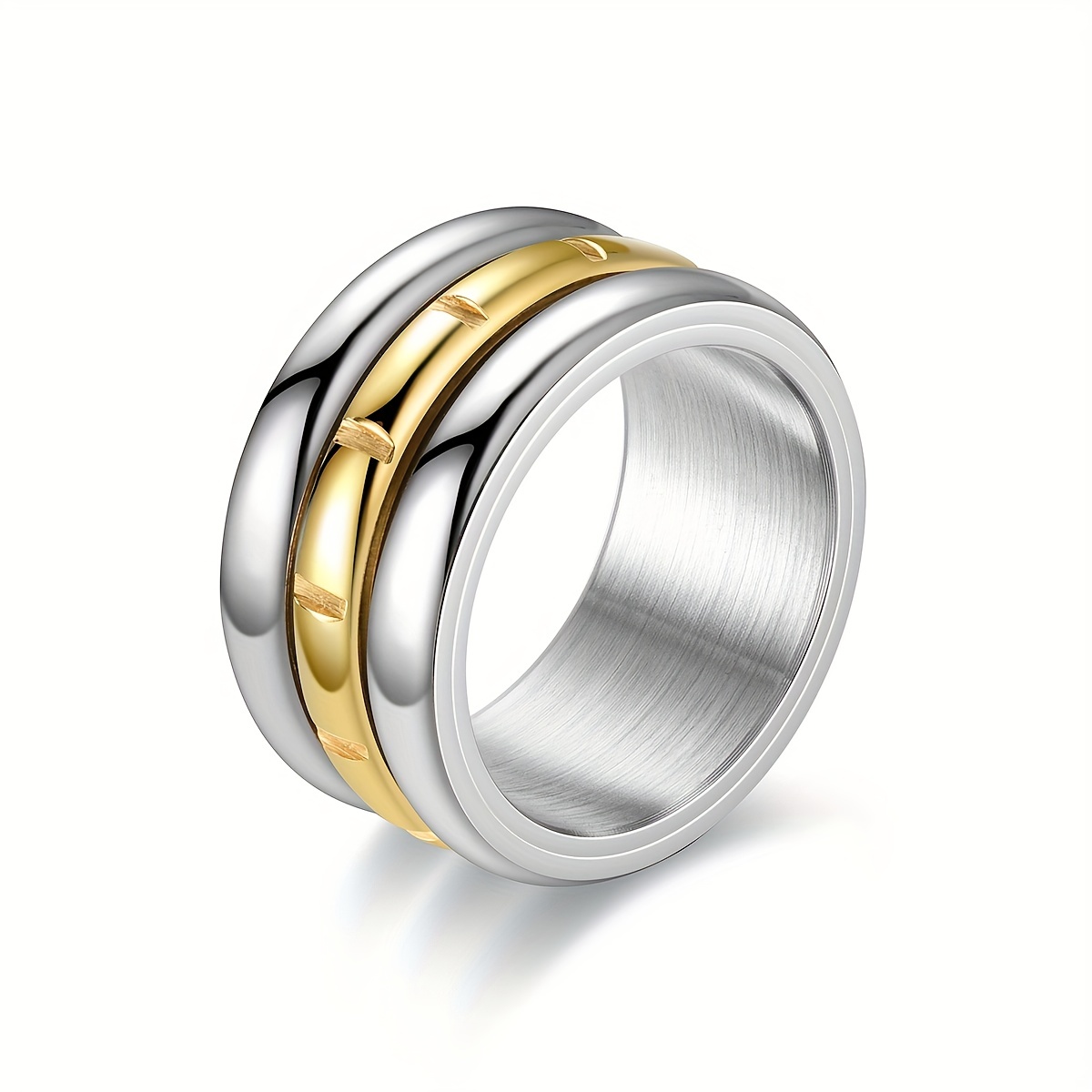 New Titanium Steel Turning Ring Creative Ring - Temu United Kingdom