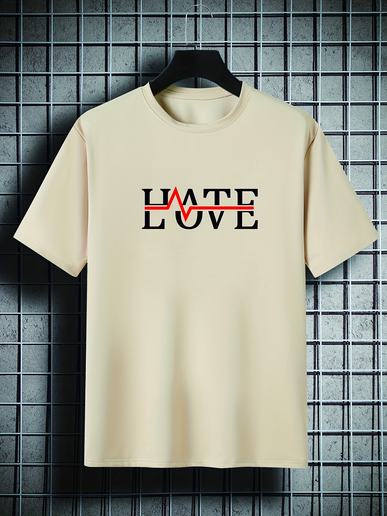 Men's Casual "love" Print Short sleeve Crew Neck T shirts - Temu Canada