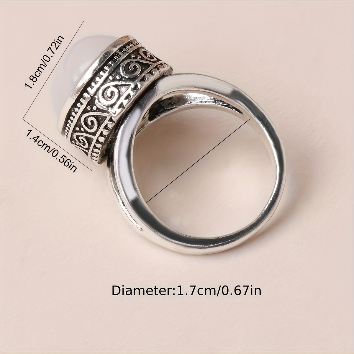 Alloy Retro Silver plated White Ring Men's Single Ring - Temu Ireland