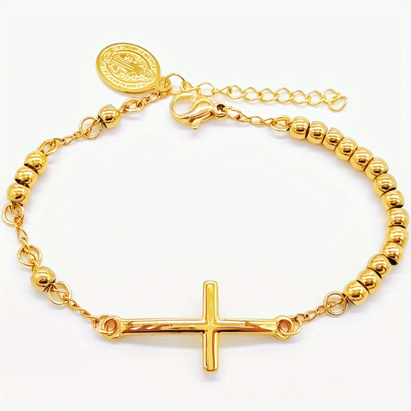 Stainless Steel Bracelet Religious Bracelet Cross Pendant - Temu United ...