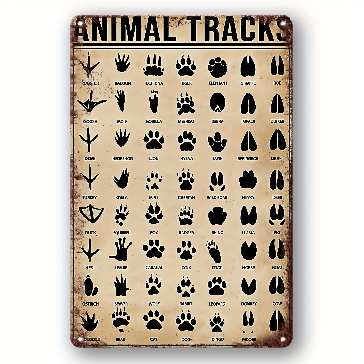 Animal Tracks Metal Sign Iron Painting Metal Plaque Poster - Temu ...
