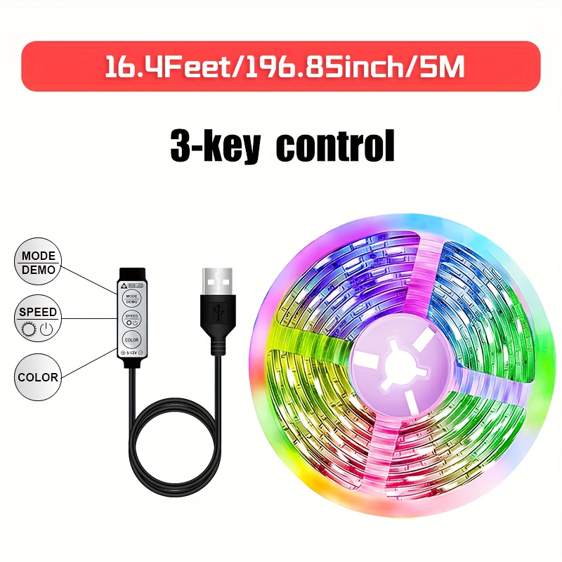 Smart Led Strip Lights 5v Led 5050app+24 key+3 key Remote - Temu United ...