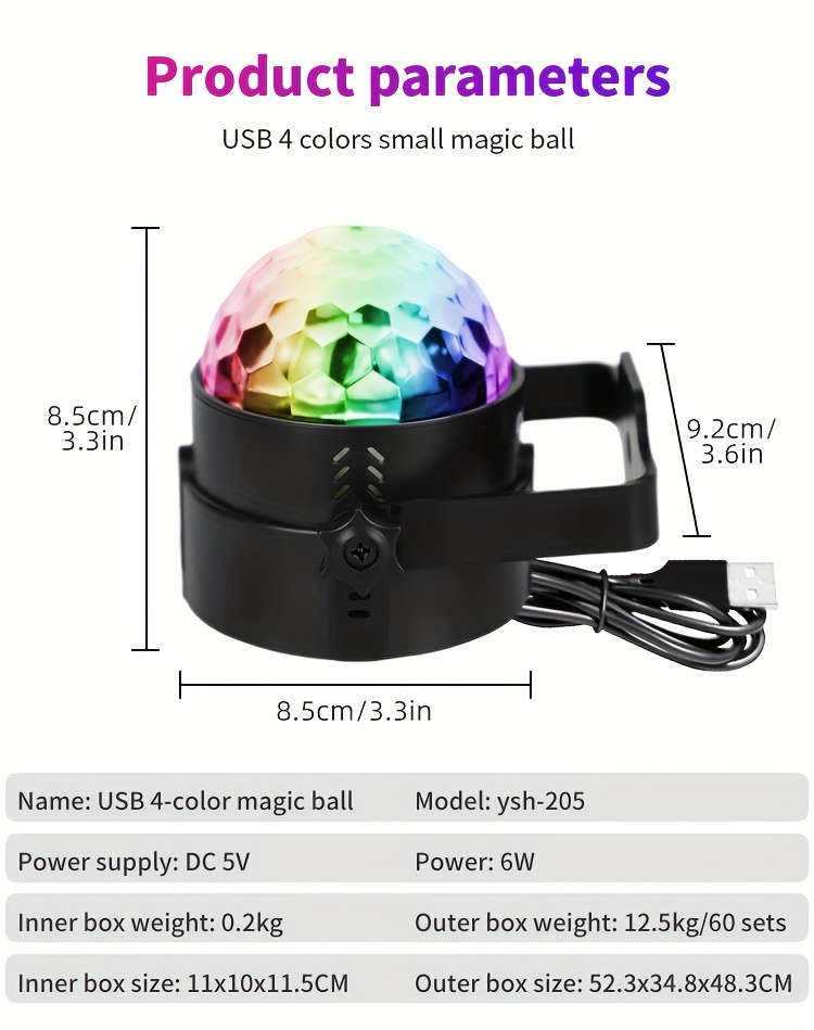 Led Magic Ball Stage Light Rgb Dj Party Disco Light 4 Colors - Temu