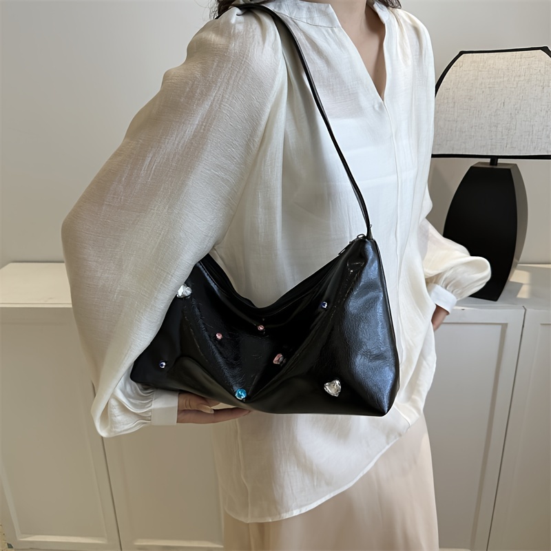 Trendy Colorful Rhinestone Decor Shoulder Bag match Solid - Temu New ...