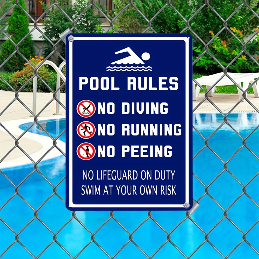 Pool Rules Sign No Diving No Running No Lifeguard Duty Swim - Temu New ...
