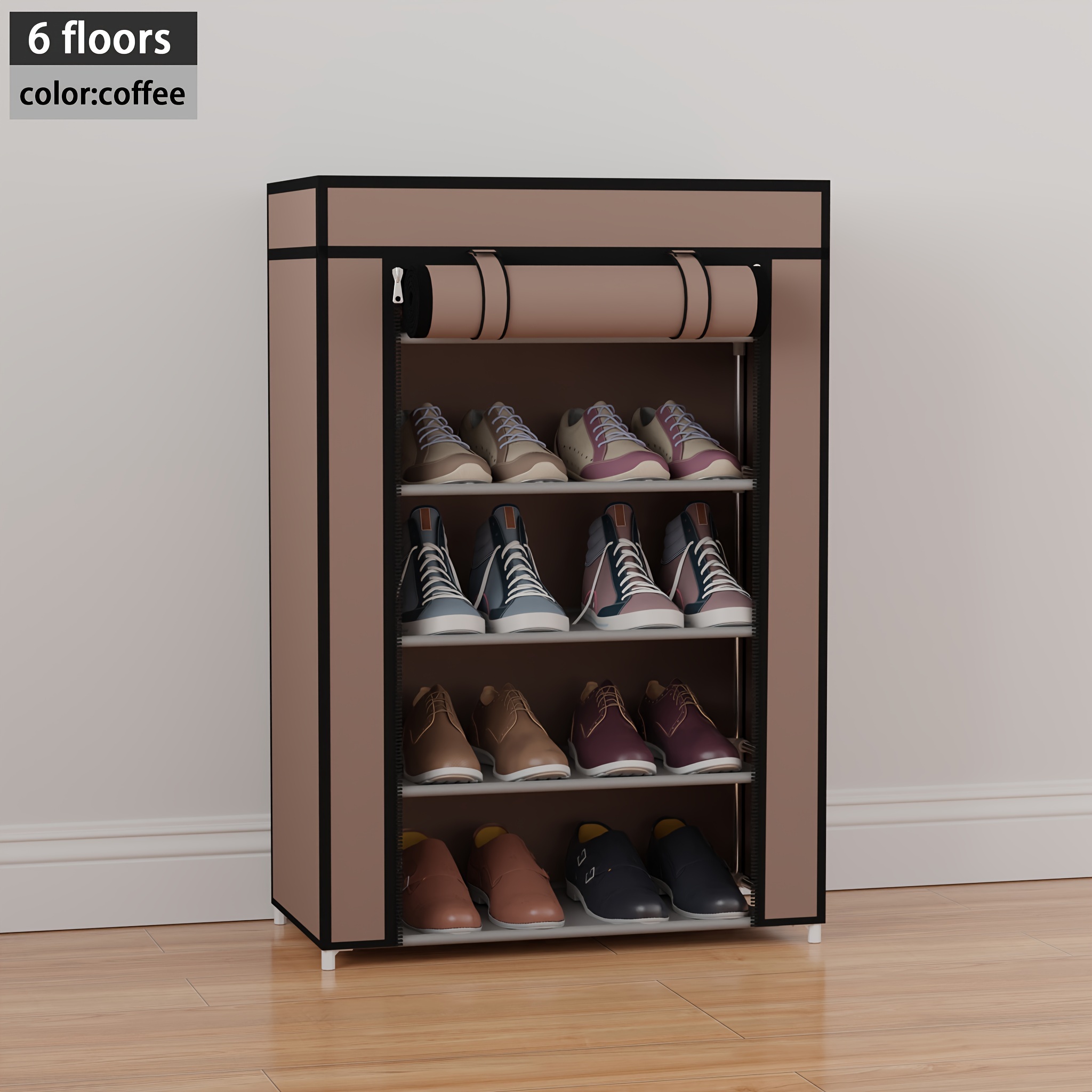 Multi layer Shoes Rack Dustproof Curtain Free Standing Shoes - Temu ...