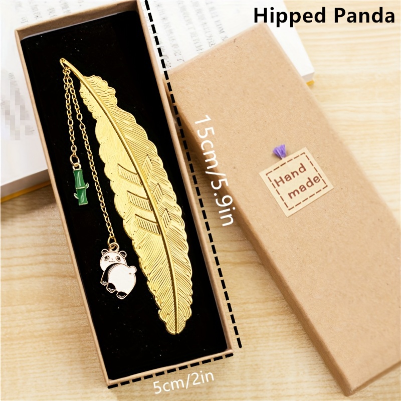 Golden Feather Panda Doll Double Pendant Bookmark Cartoon - Temu Canada