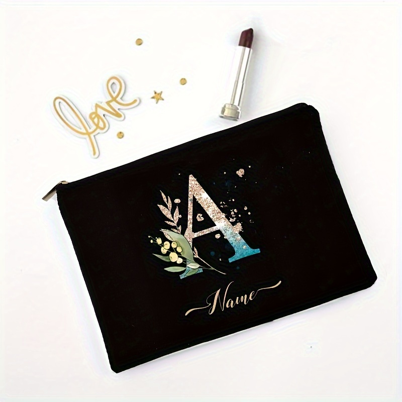 Personalized Makeup Bag Custom Initial Name Cosmetic Case - Temu Canada