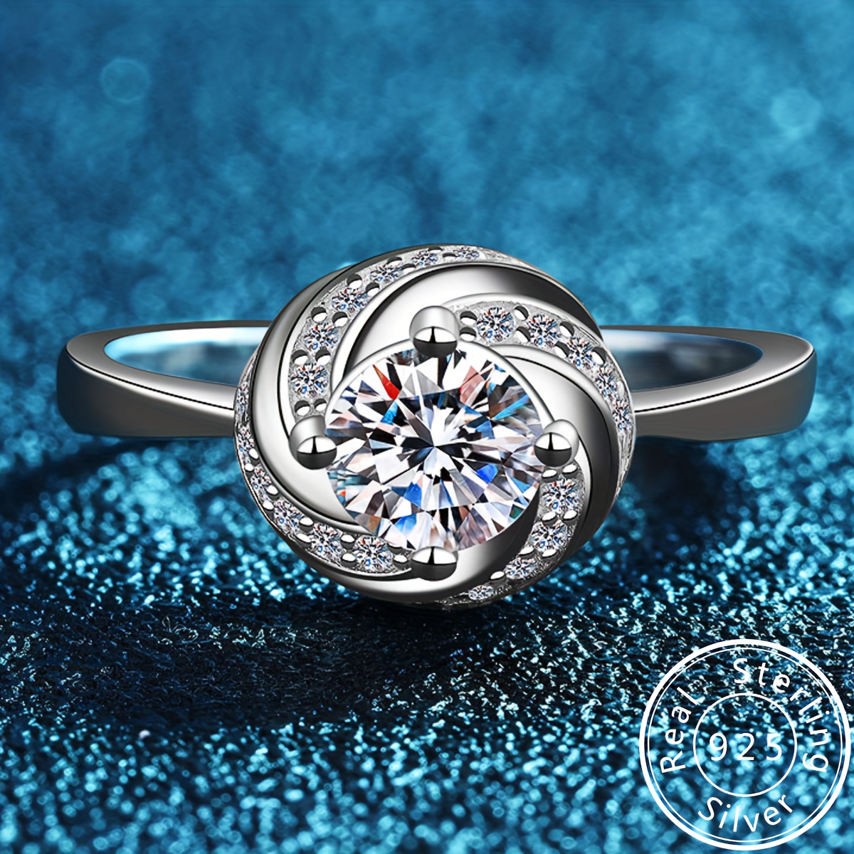 Men's Trendy Glamorous 925 Sterling Silver Zirconia Ring For - Temu ...