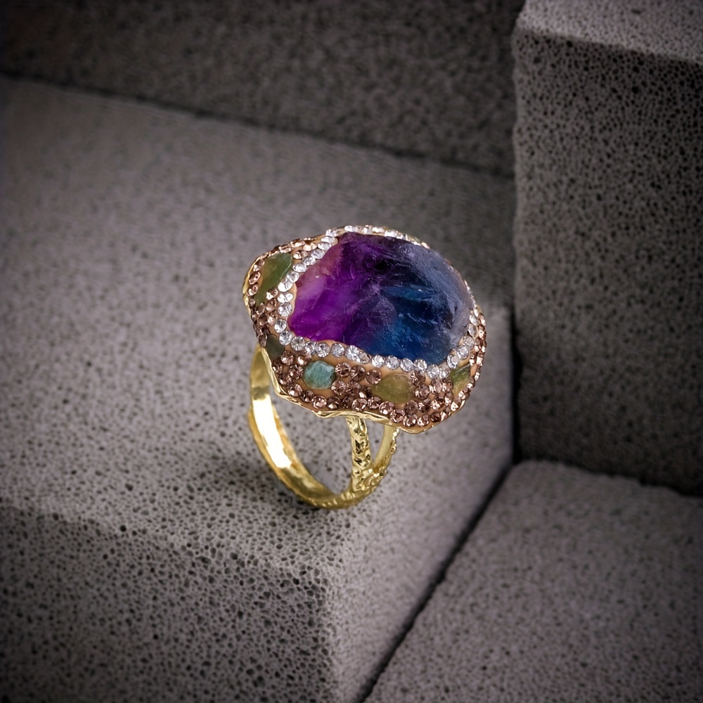 Natural Stone Ring Personality Ring Adjustable Open Ring - Temu United ...