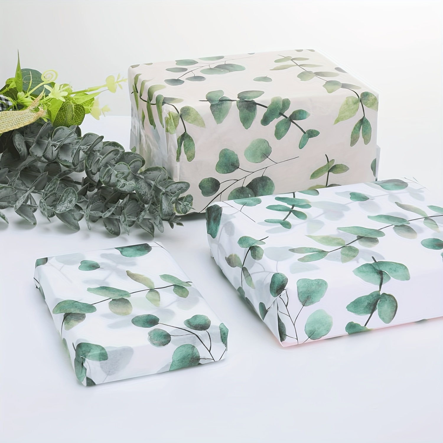 10 Sheets Eucalyptus Tissue Paper Greenery Botanical Gift Wrapping ...