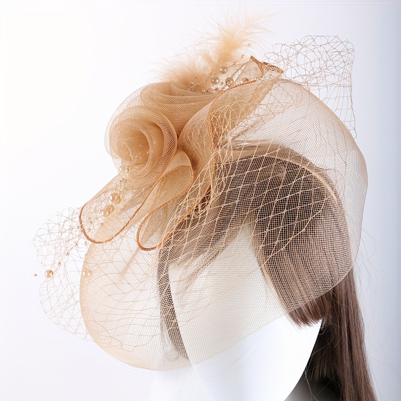 Retro Mesh Faux Feather Top Hat Hair Clip Decorated - Temu United Kingdom