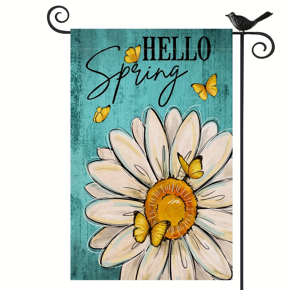 Hello Spring Daisy Flowers Garden Flag Butterflies Farmhouse - Temu ...